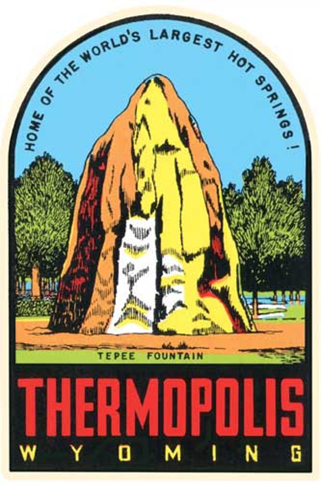 Vintage 1950's Style Thermopolis WY Wyoming Retro Travel Decal Sticker ...
