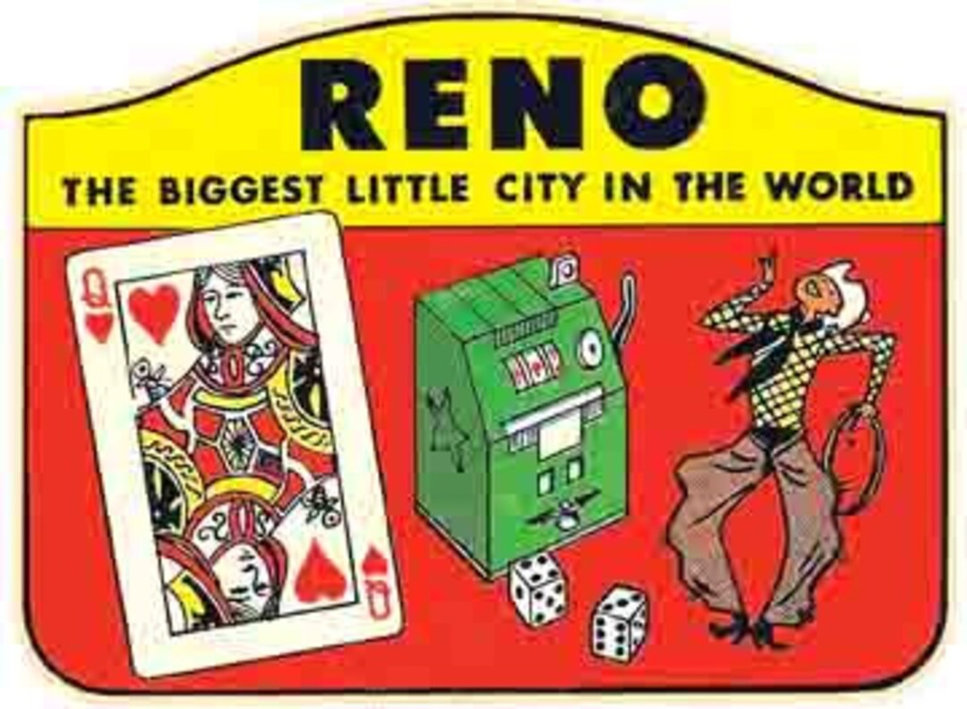 Vintage 1950's Style Reno NV Nevada Casino Retro Travel Decal Sticker ...