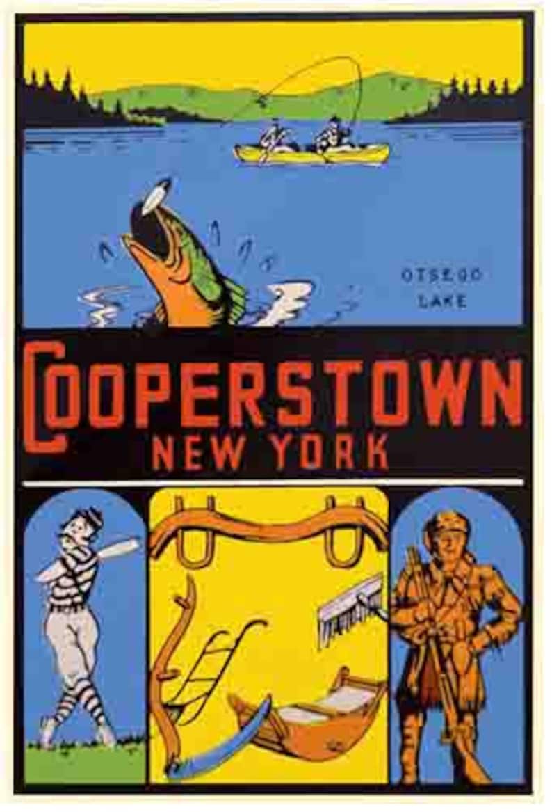 Vintage 1950's Style Cooperstown NY New York Baseball Hall of Fame ...