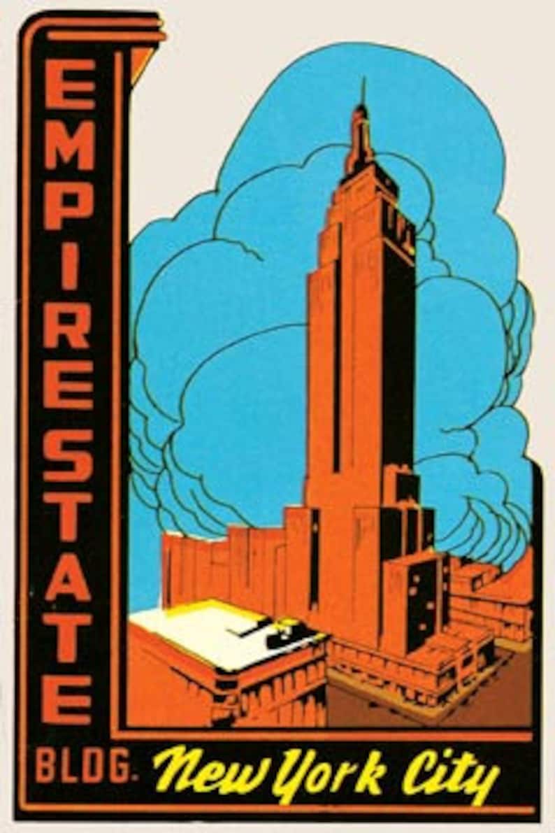 Vintage 1950's Style Empire State Building NYC New York City Retro ...