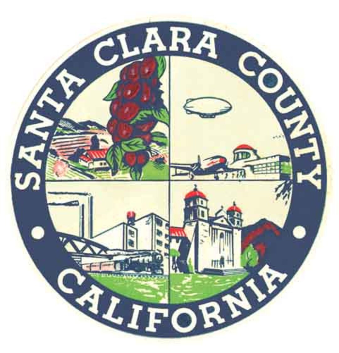 Vintage 1950's Style Santa Clara California Retro Travel Decal Sticker ...