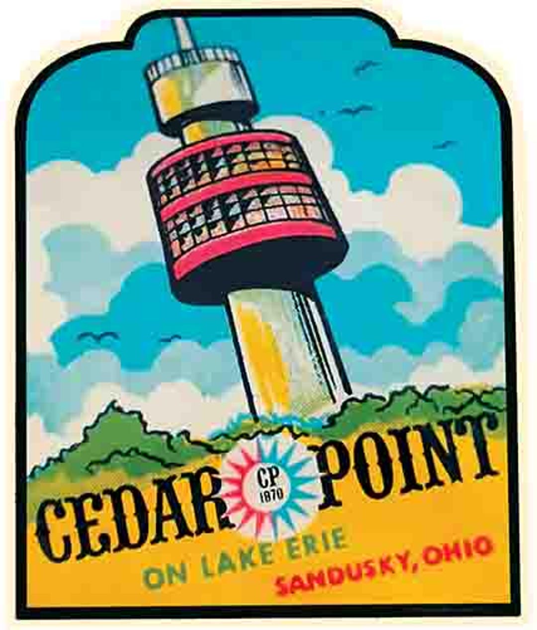 Vintage 1960's Style Cedar Point Amusement Park Sandusky Ohio OH Lake ...