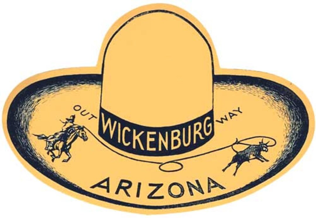 Vintage 1950's Style Wickenburg AZ Arizona Retro Travel Decal Sticker ...