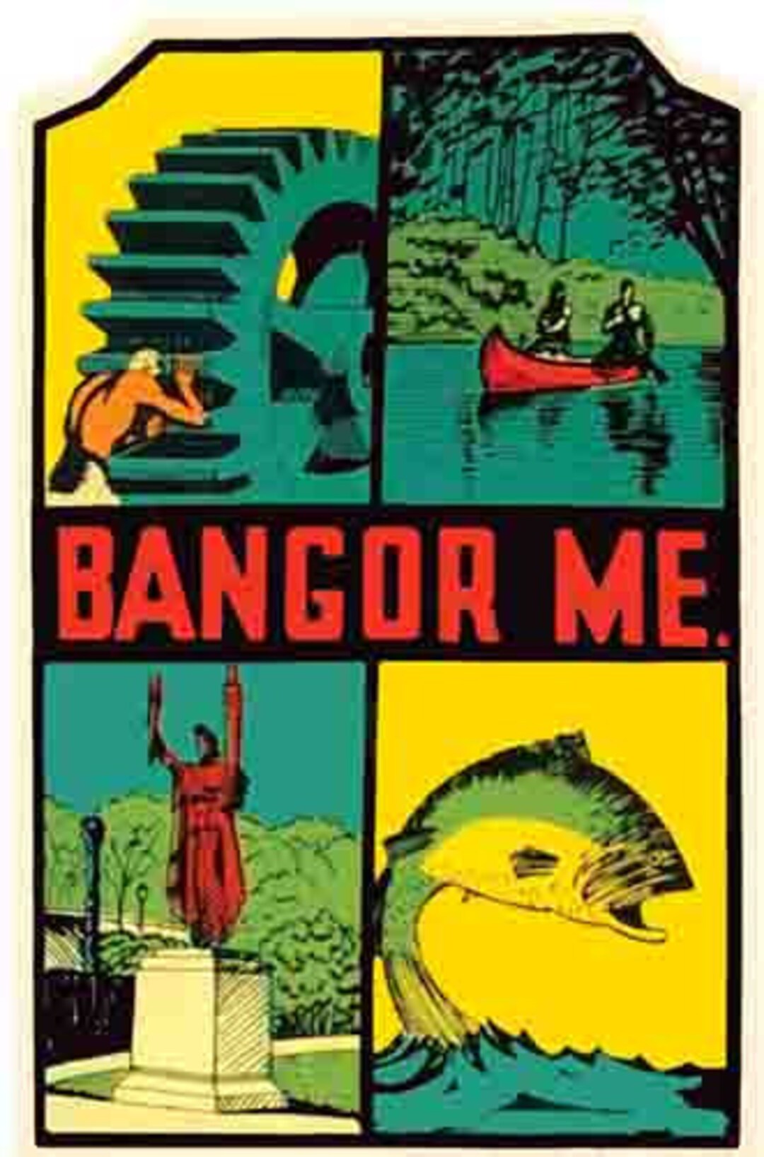 Vintage 1950's Style Bangor ME Maine Retro Travel Decal Sticker State ...