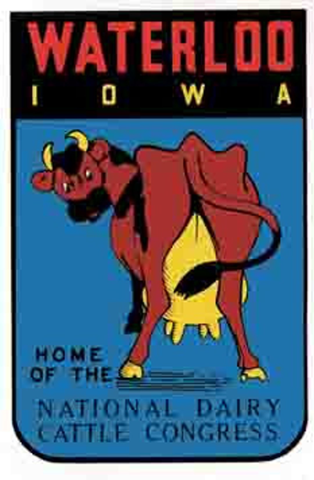 Vintage 1950's Style Waterloo IA Iowa Retro Travel Decal Sticker State ...