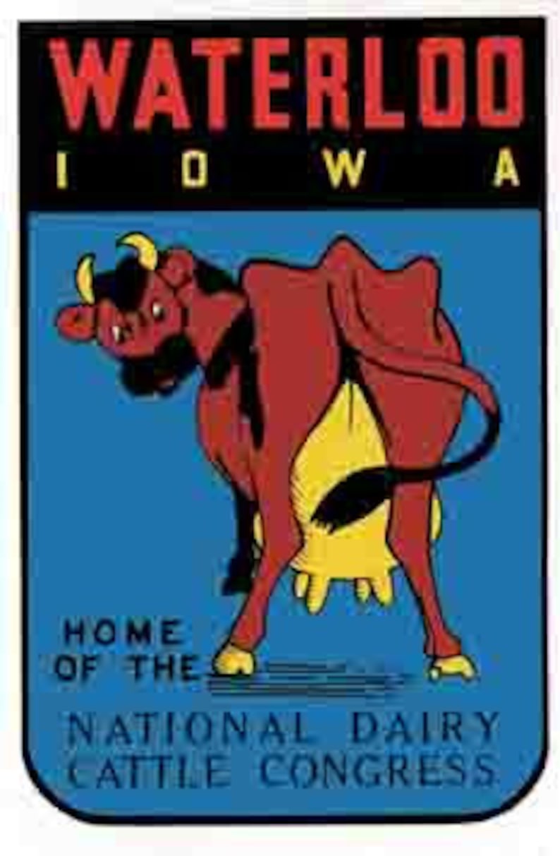 Vintage 1950's Style Waterloo IA Iowa Retro Travel Decal Sticker State ...