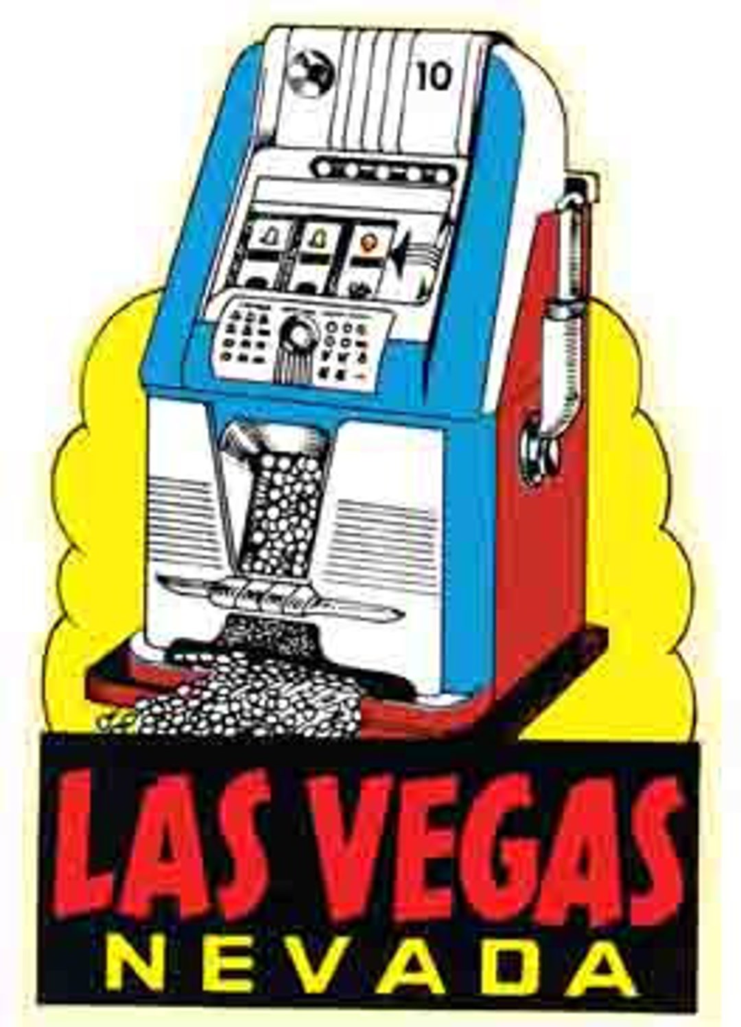 Vintage 1950's Style Las Vegas NV Nevada Slot Machine Casino Travel ...