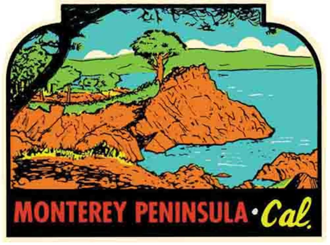 Vintage 1960's Style Monterey Peninsula CA California Retro Travel ...