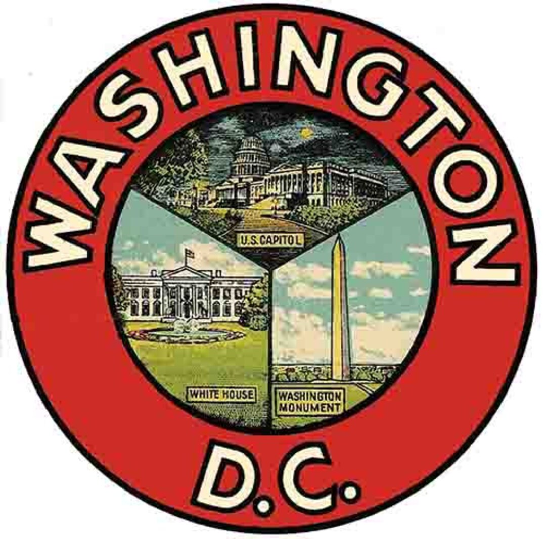Vintage 1950's Style Washington DC Circle Retro Travel Decal Sticker ...