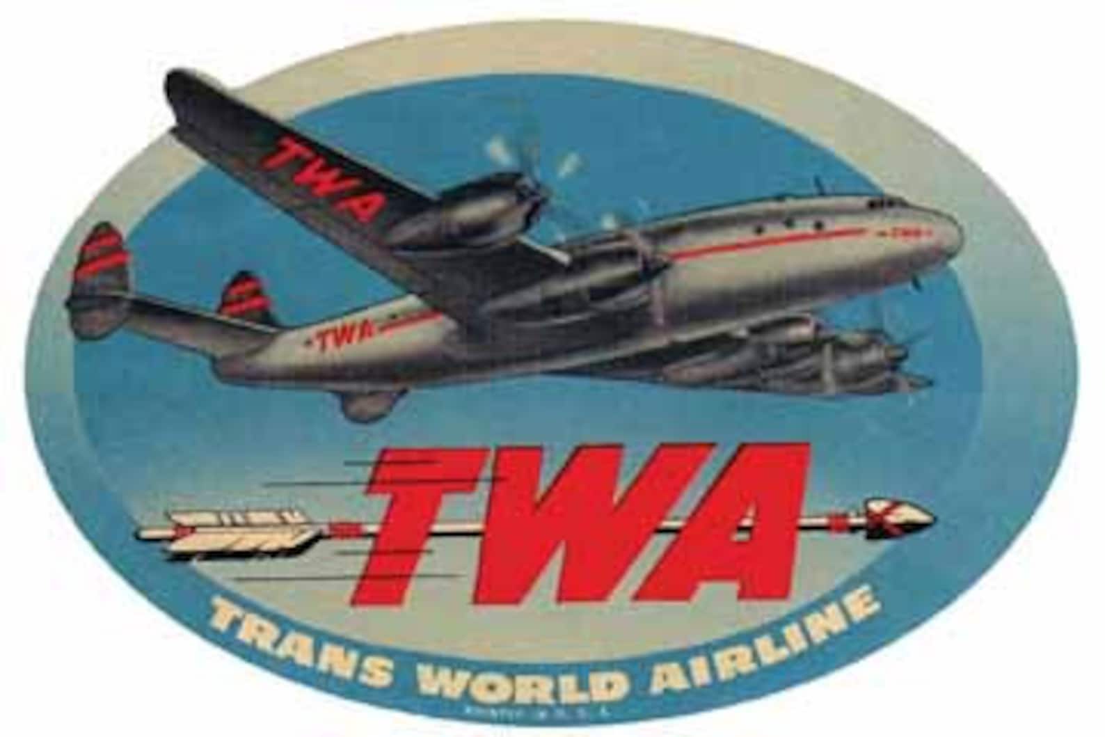 Vintage 1950's Style TWA Airlines Baggage Luggage Label Airline Retro ...