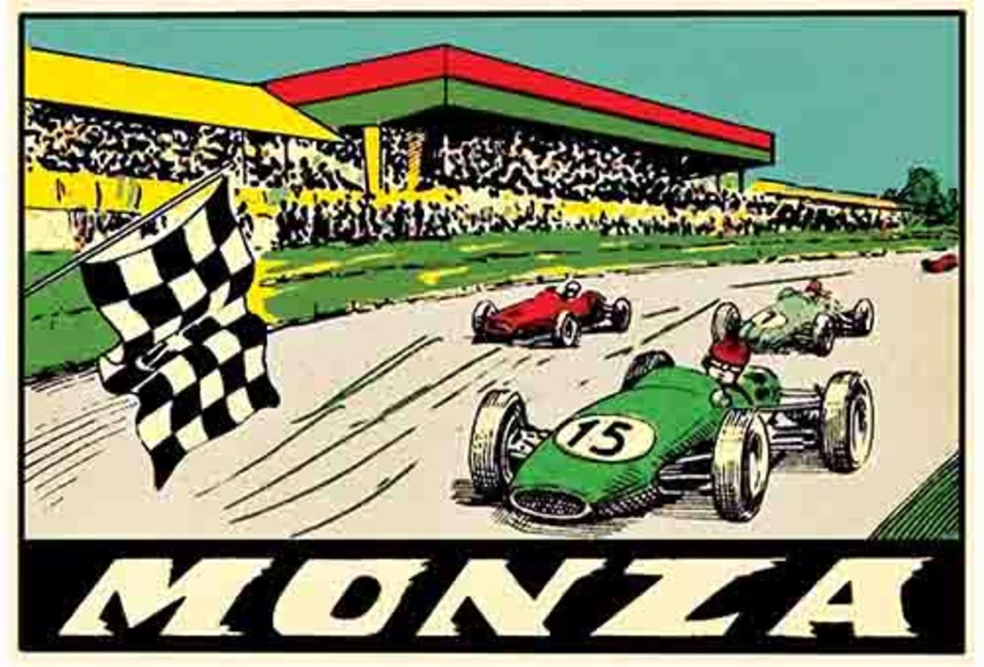 Vintage Style Monza Auto Racing Milan Italy Italia Car Race Retro ...