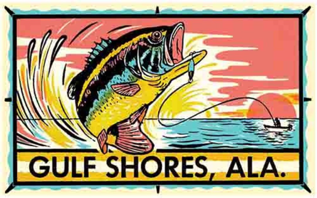 Vintage 1950's Style Gulf Shores AL Alabama Orange Beach Gulf of Mexico ...