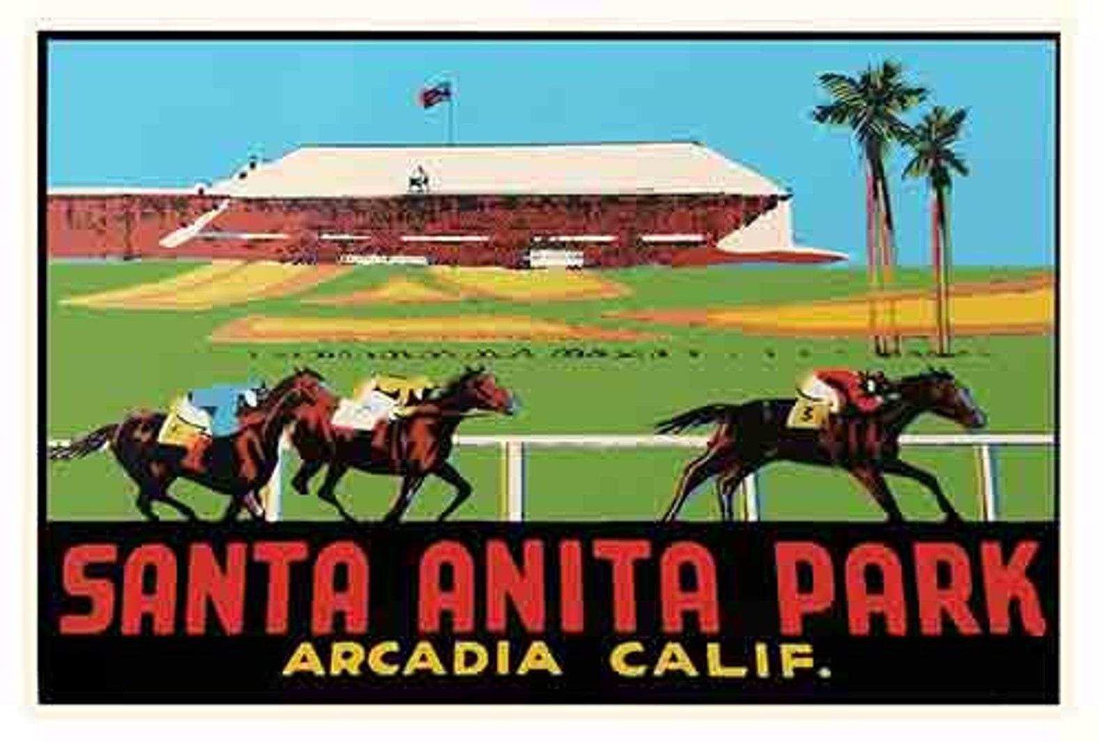 Vintage 1950's Style Santa Anita Park Arcadia Horse Racing | Etsy