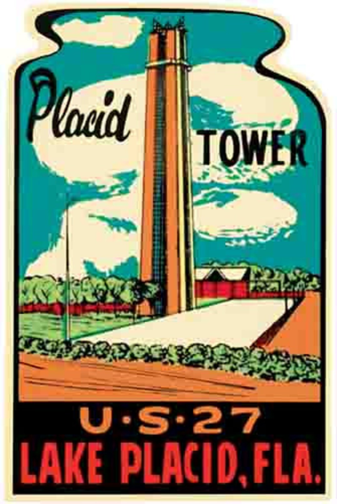 Vintage 1950's Style Lake Placid FL Florida Tower Retro Travel Decal ...
