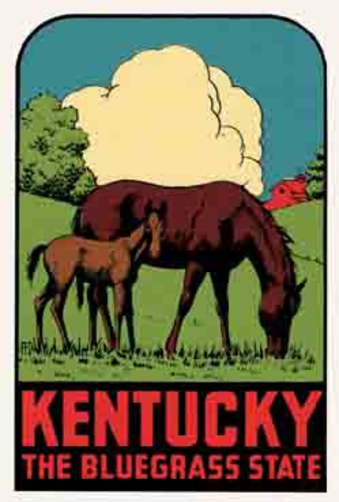 Vintage 1950's Style Kentucky KY the Bluegrass State Derby Horses Retro ...