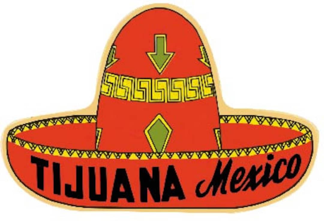 Vintage 1950's Style Tijuana Mexico Retro Travel Decal Sticker State ...