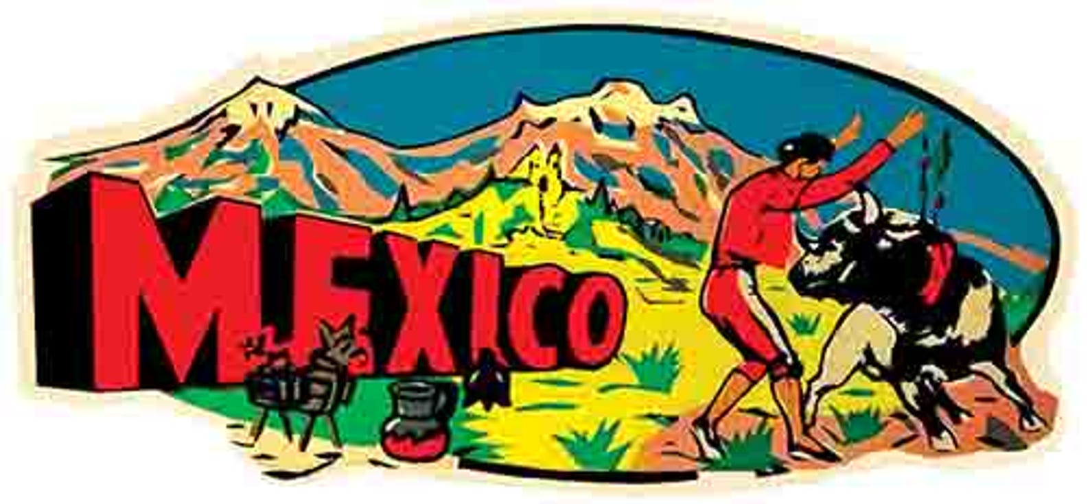 Vintage 1960's Style Mexico City Tijuana Matador Bullfighter Retro ...