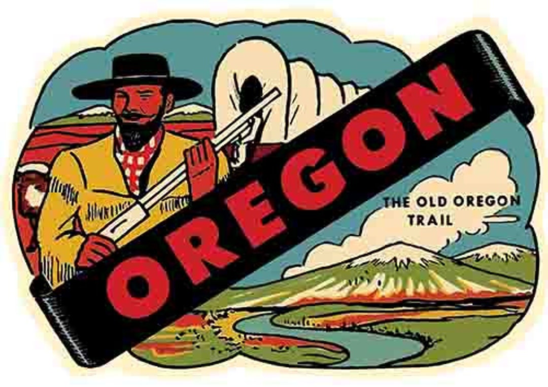 Vintage 1950's Style Old Oregon Trail OR Retro Travel Decal Sticker ...