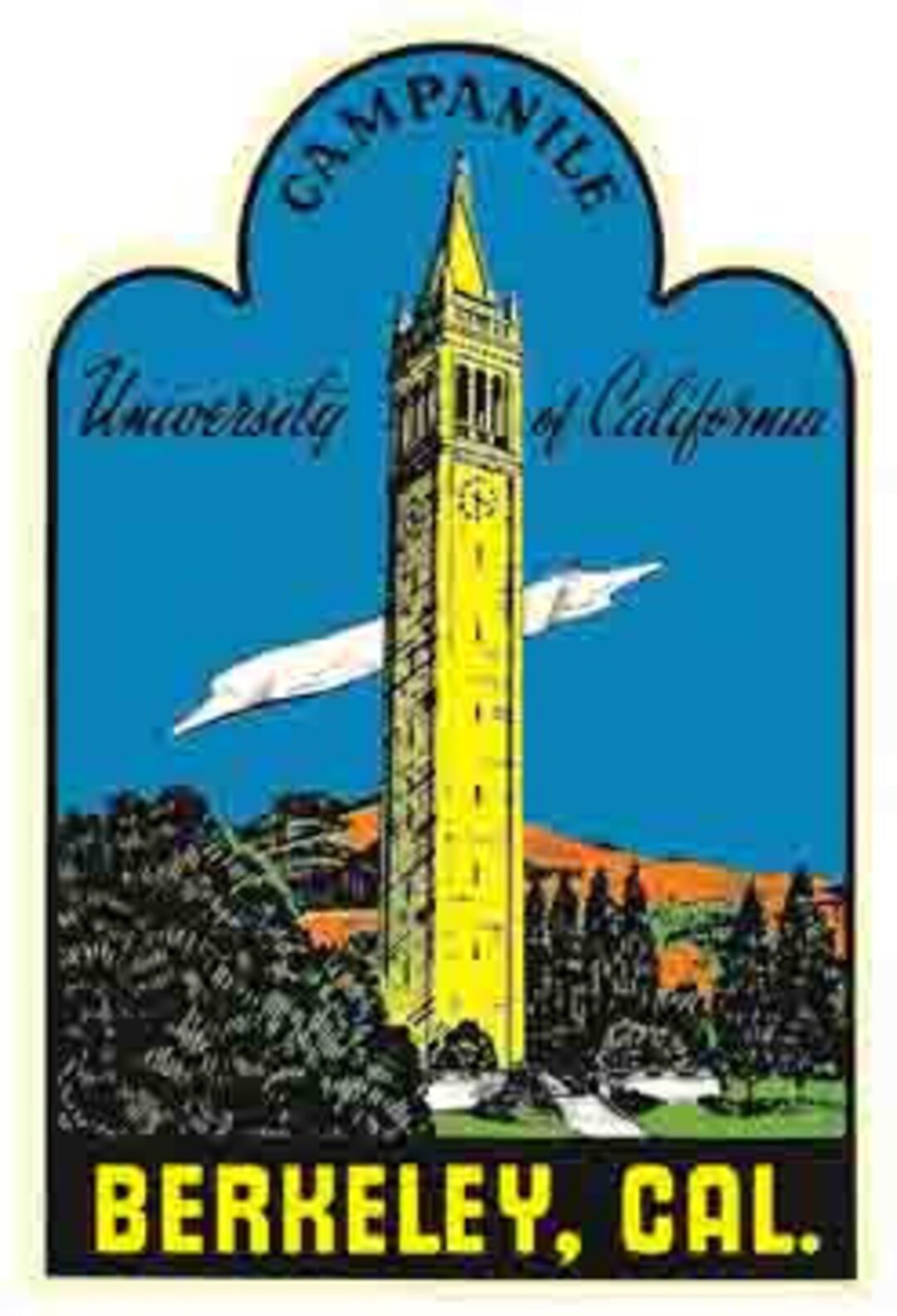 Vintage 1950's Style Berkeley California University of Retro Travel ...