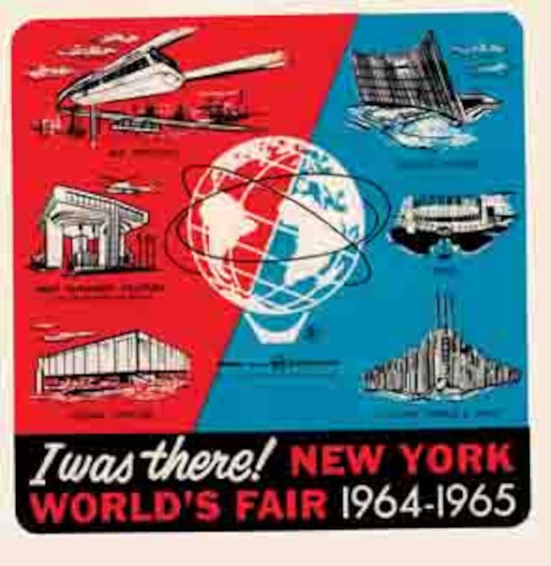 Vintage 1950's Style New York World's Fair 1964 1965 NY Retro Travel ...