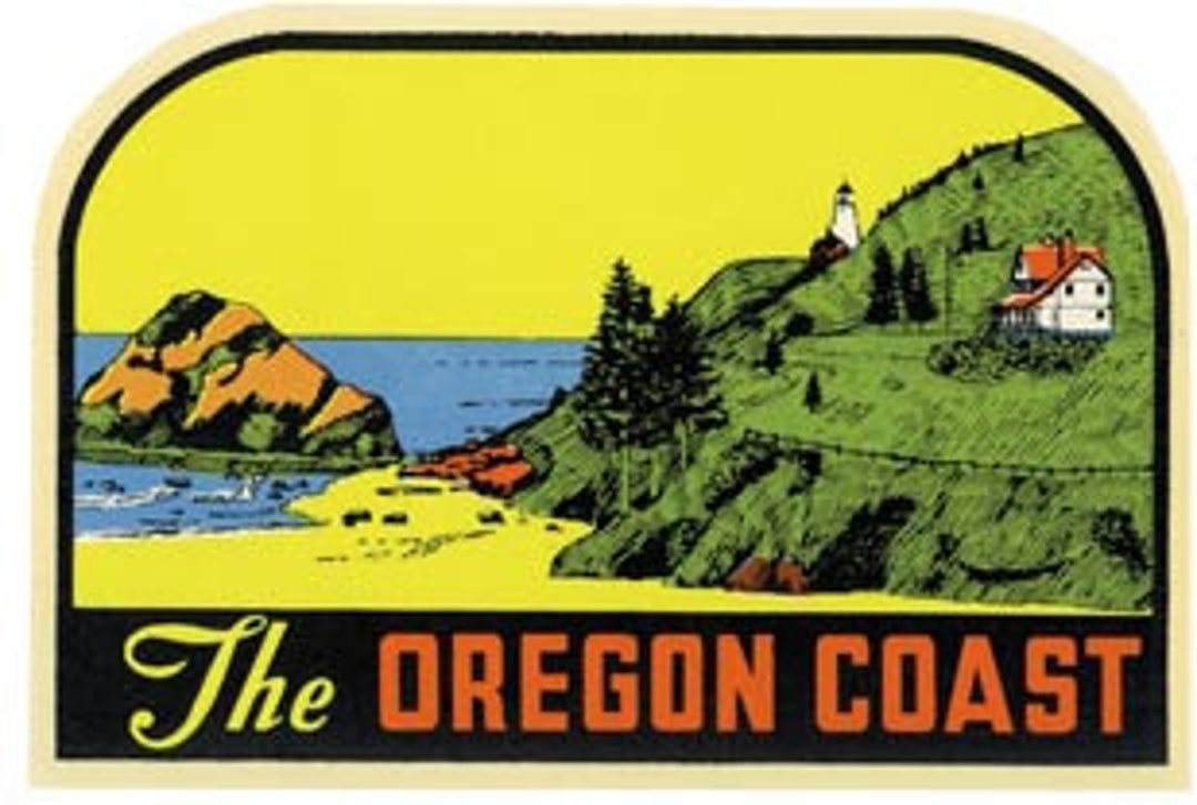 Vintage 1950's Style Oregon Coast OR Cannon Beach Retro Travel Decal ...