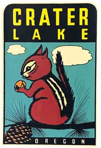 Vintage 1950's Style Crater Lake OR Oregon Retro Travel Decal Sticker ...