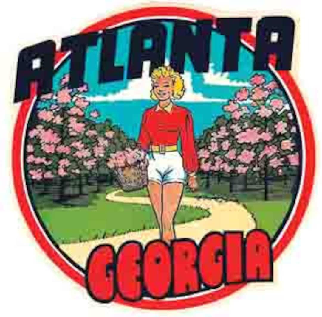 Vintage 1960's Style Atlanta GA Georgia Pin-up Girl Retro Travel Decal ...