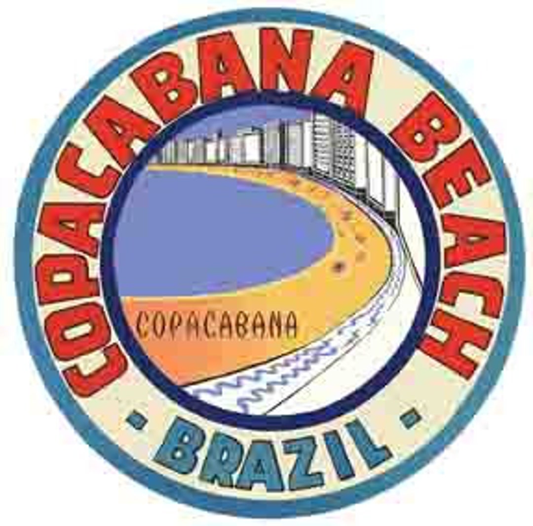 Vintage 1950's Style Copacabana Beach Brazil Brasil Retro Travel Decal ...
