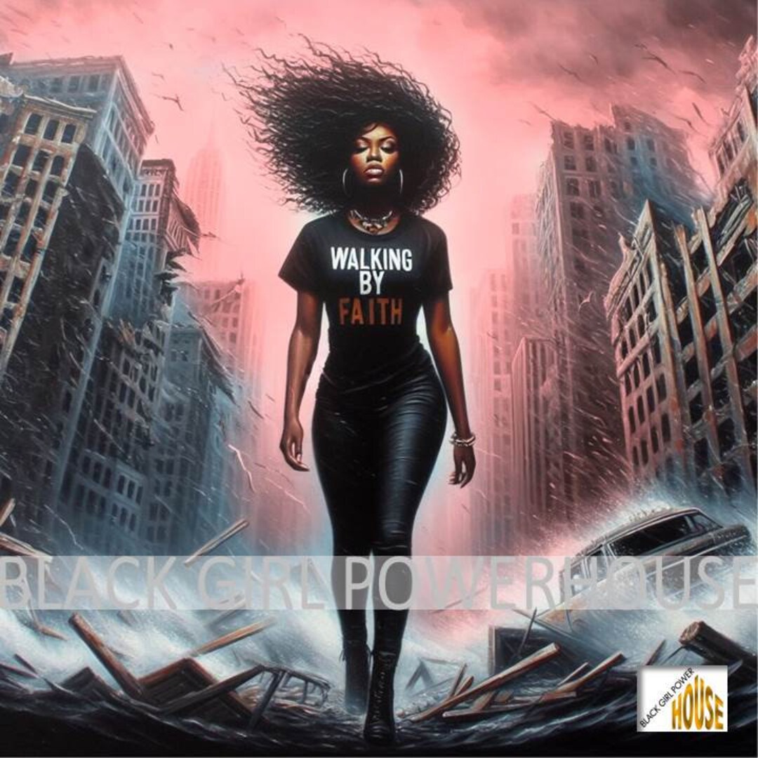 Walk by Faith Woman JPEG Digital File, Sublimation, Black Art, Clip Art ...