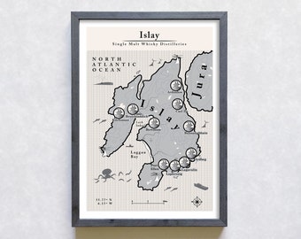 Whisky Distillery Map of Islay (unframed Print) - Etsy