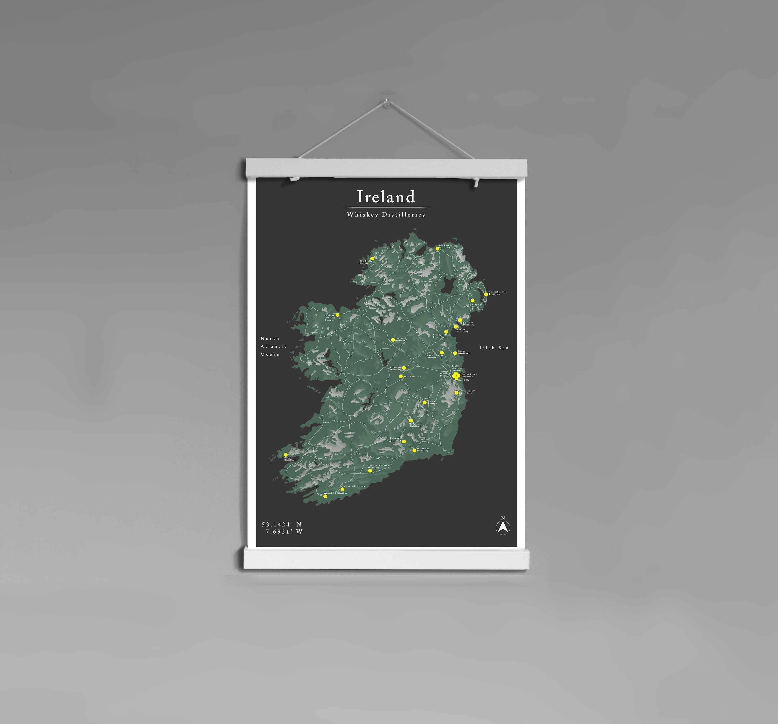 Whiskey Distillery Map of Ireland - Etsy UK