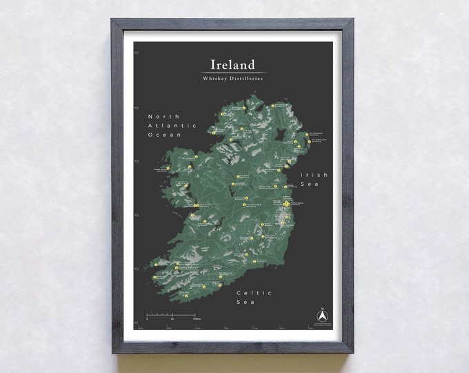 Whiskey Distillery Map of Ireland - Etsy UK