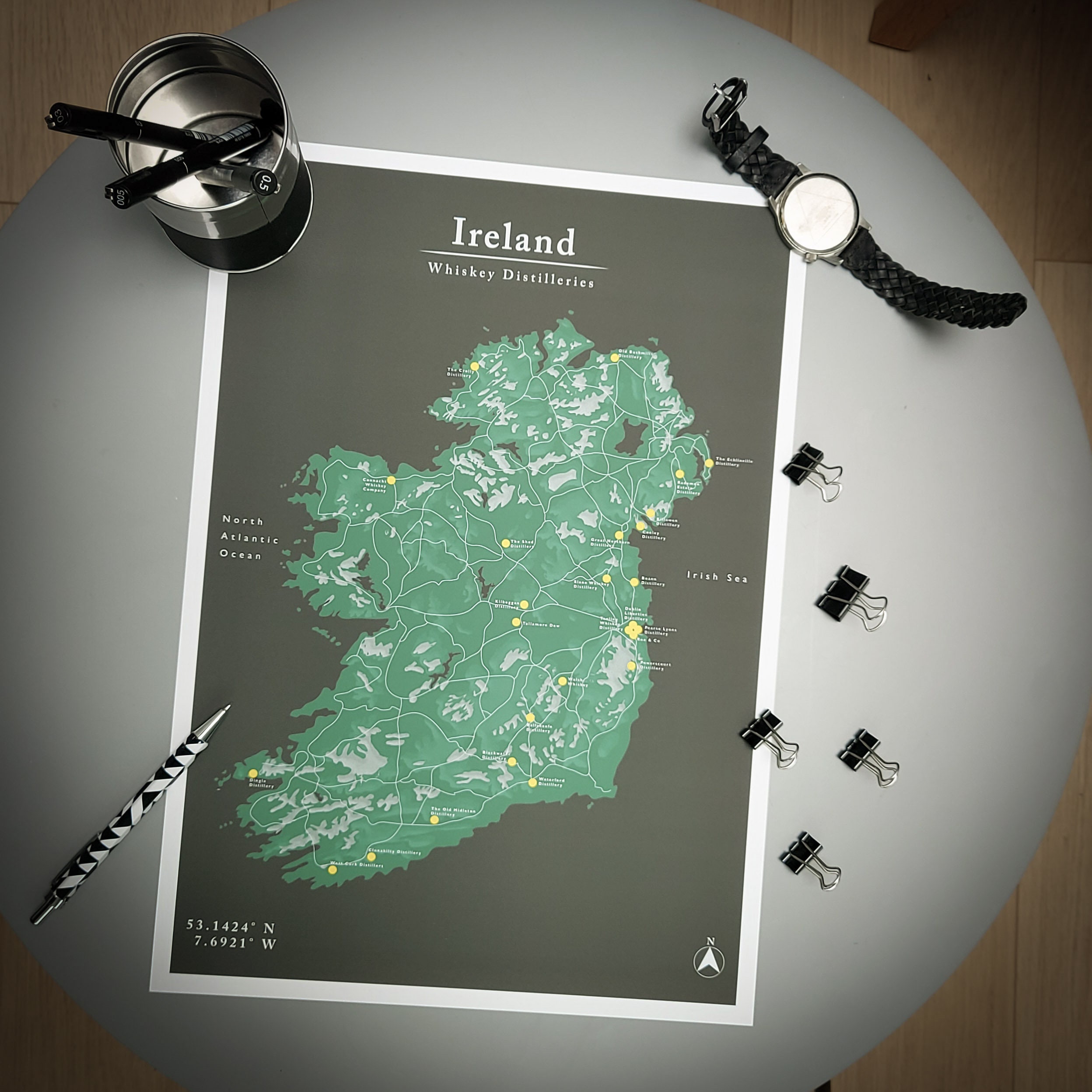 Whiskey Distillery Map of Ireland | Etsy UK