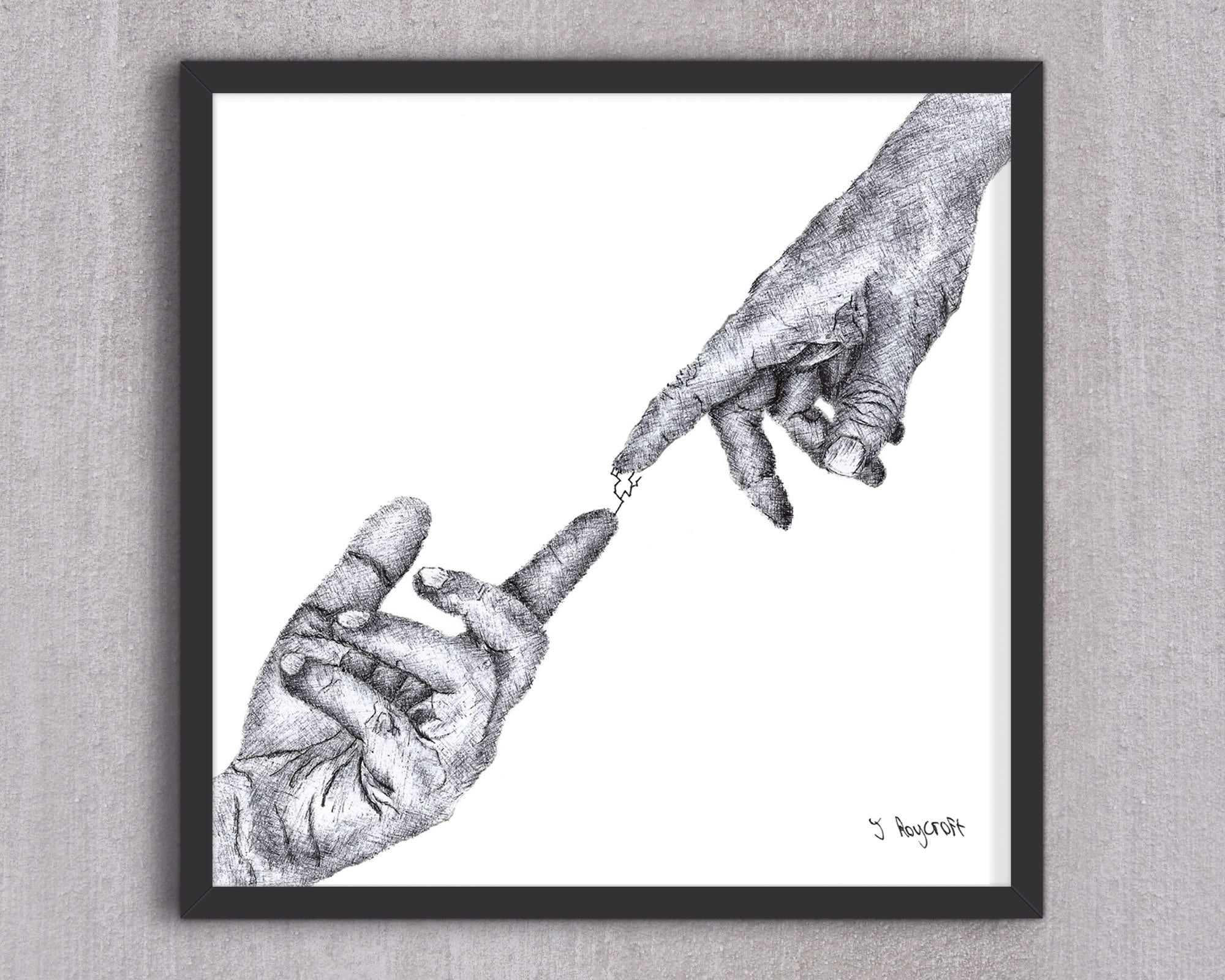Touching Hands Art Reaching Out Print Hand Holding Sketch - Etsy