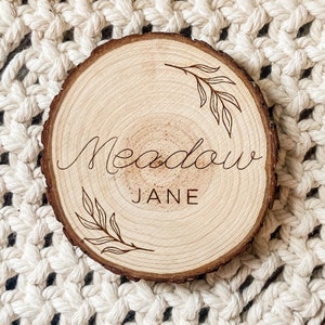 Custom Wood Slice Name Sign | Birth Announcement | Baby Photo Prop ...