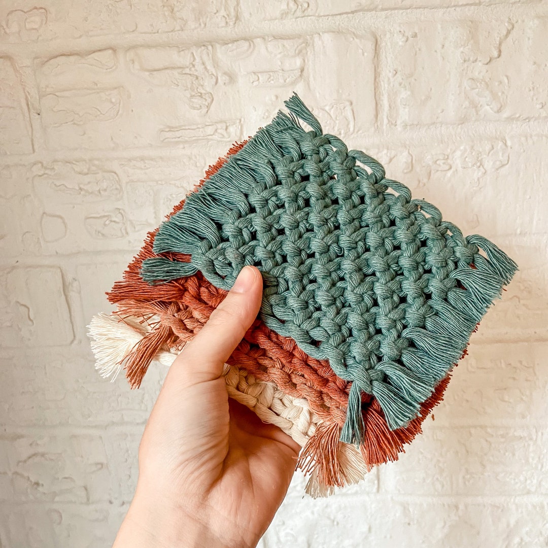 Square Macrame Coasters Boho Coaster Boho Mug Rug Boho Table Decor Boho ...