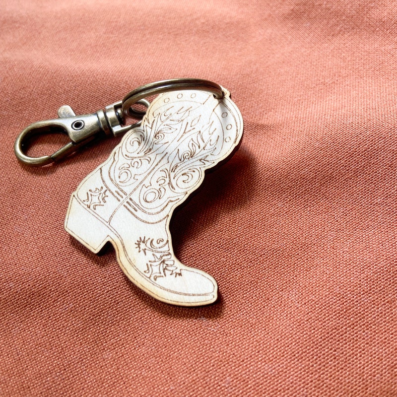 Cowgirl Boot Keychain - Etsy