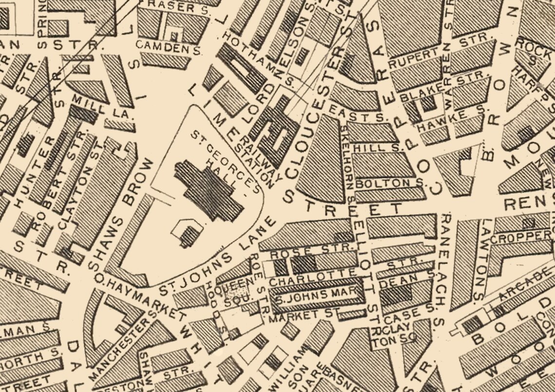 Vintage Liverpool Map Print: 1851 Tallis and Rapkin - Exceptional ...