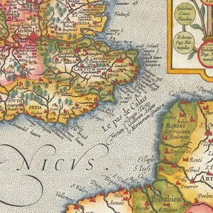 Old Map of ENGLAND & IRELAND 1605 by Abraham Ortelius and Virents ...