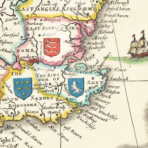 Outstanding Britannia ANGLO SAXON Heptarchy Map by Jan Jansson 1646 ...