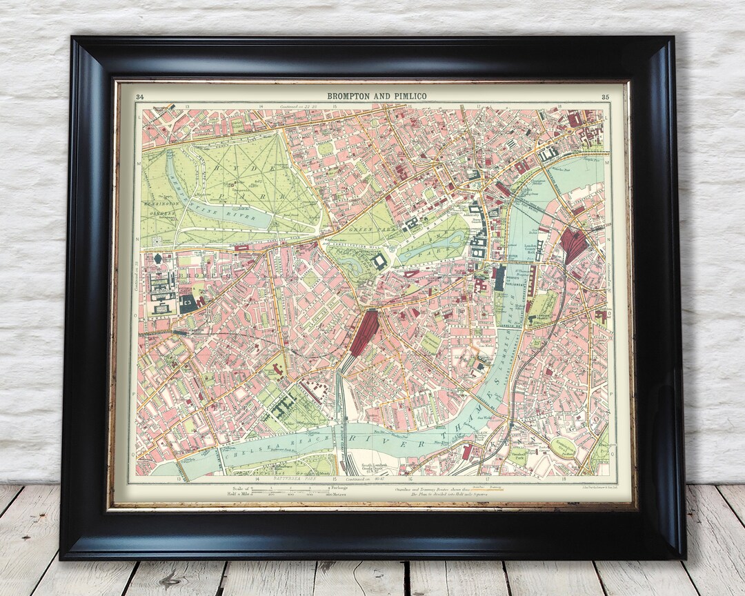 PIMLICO Brompton Belgravia Westminster Map 1921 Sheet 34/35 ...