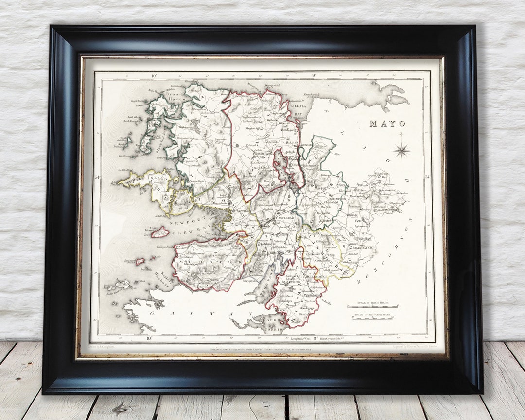 Antique County Mayo Map Print Creighton 1846: Irish History ...