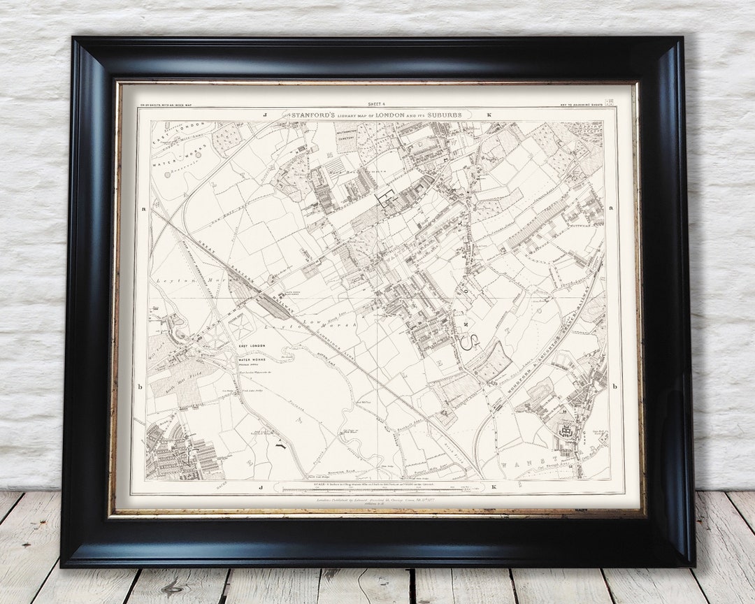 Old LONDON Map 1877 Walthamstow, Lower Clapton, Leytonstone Sheet 4 ...