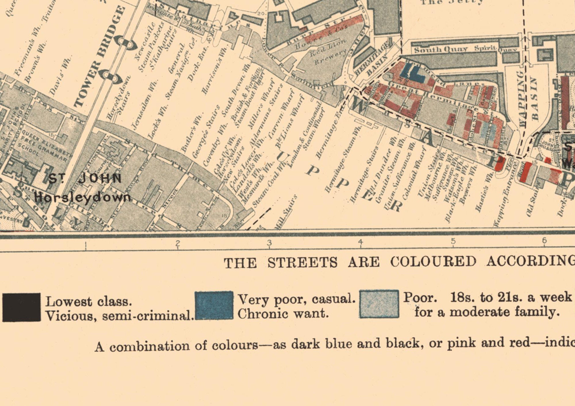 LONDON POVERTY Map Whitechapel Stepney 1898-9 Charles Booth | Etsy UK