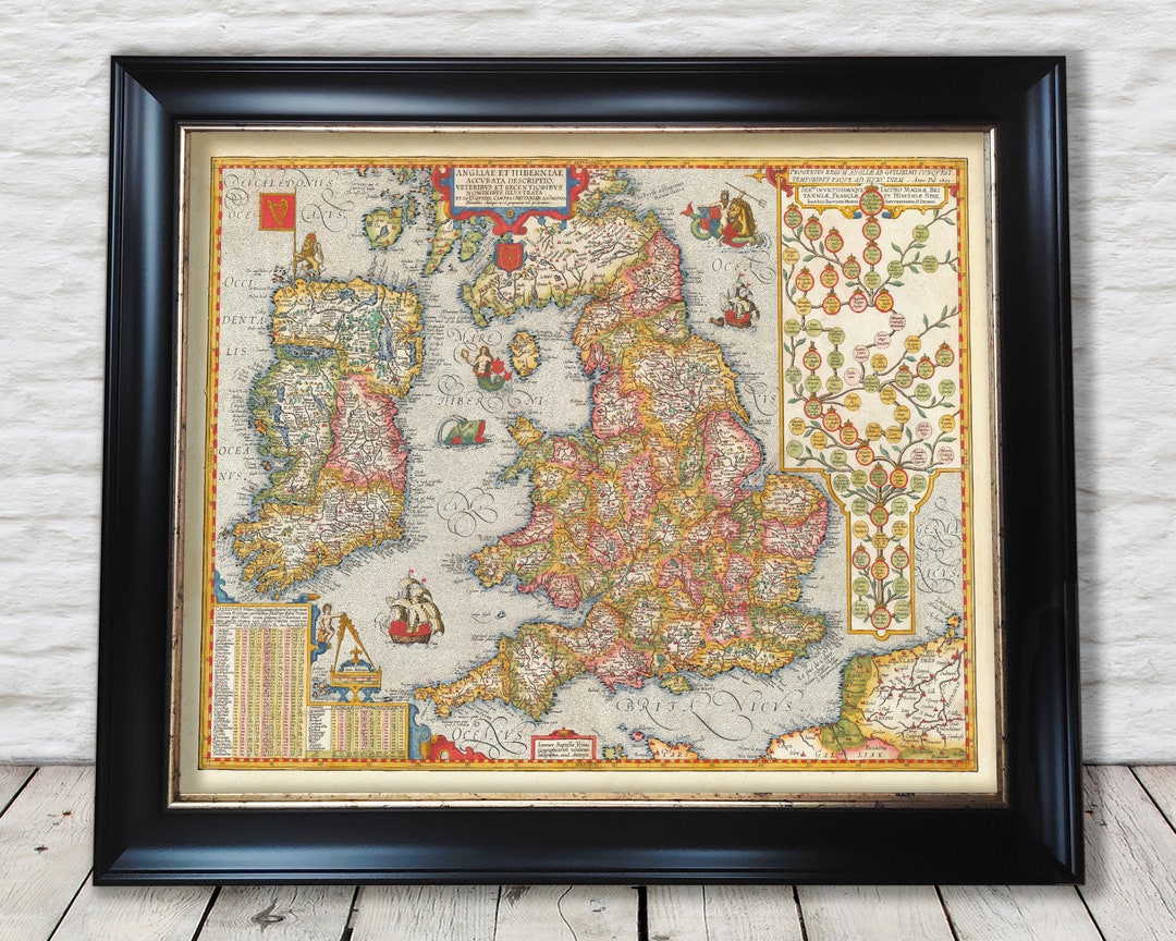 Old Map of ENGLAND & IRELAND 1605 by Abraham Ortelius and Virents ...