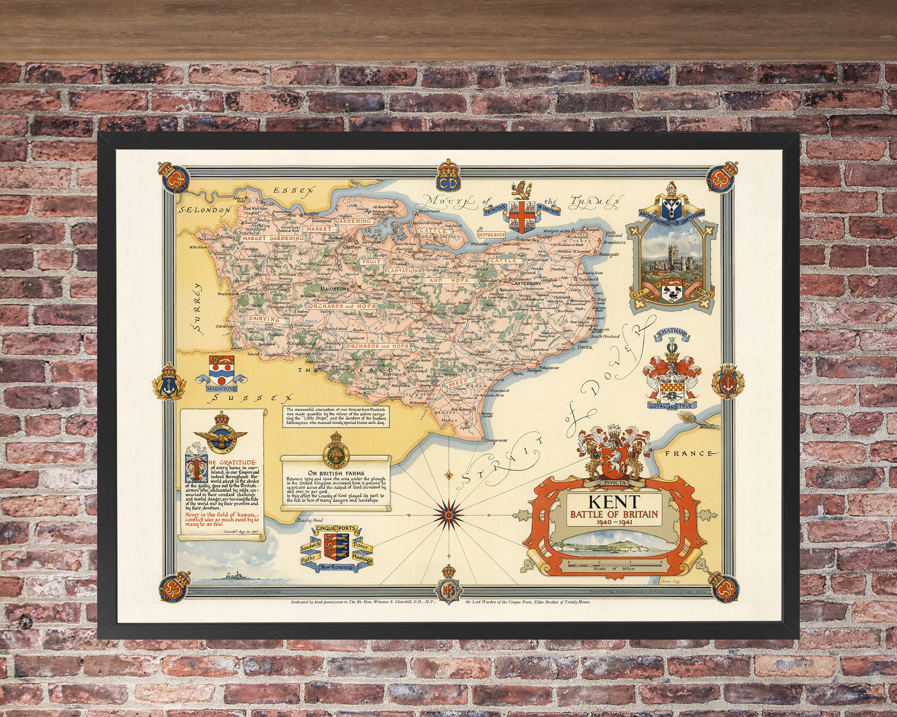 Vintage Kent Map 1945 Ernest Clegg pictorial map | Etsy