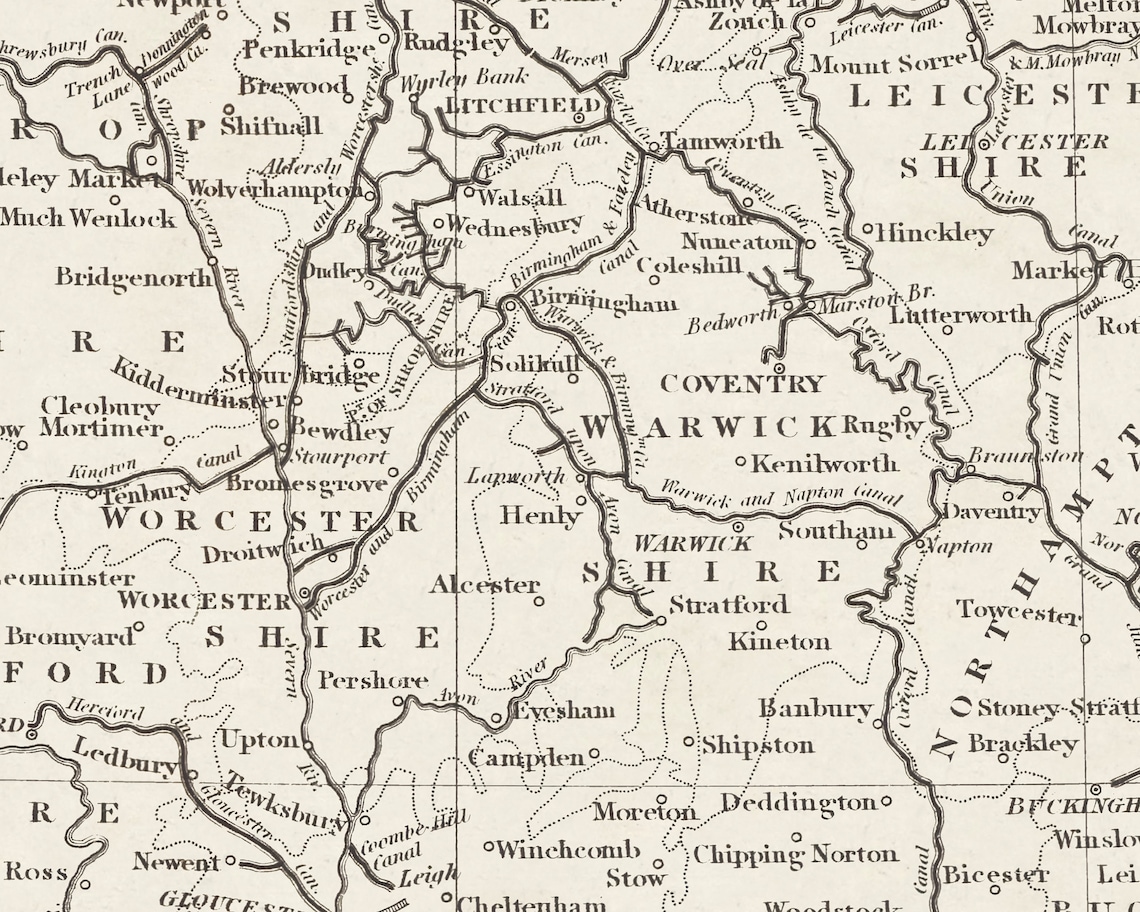 Map of CANALS and Navigable Rivers William Swire 1888 Rare ...