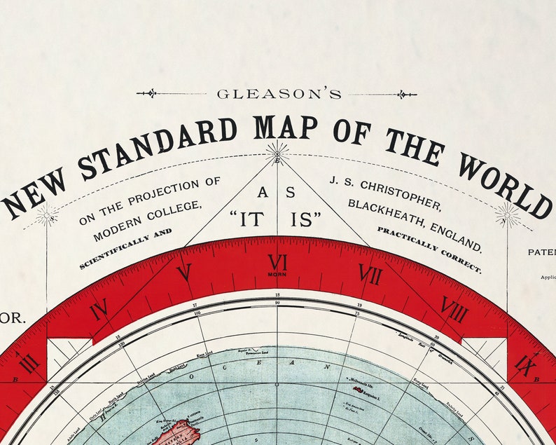 Gleason's FLAT EARTH Map of the World 1892 - Etsy UK