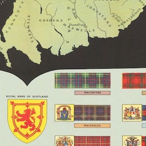 SCOTTISH Clans and TARTANS Map by Johnston Highland Dress Restoration ...