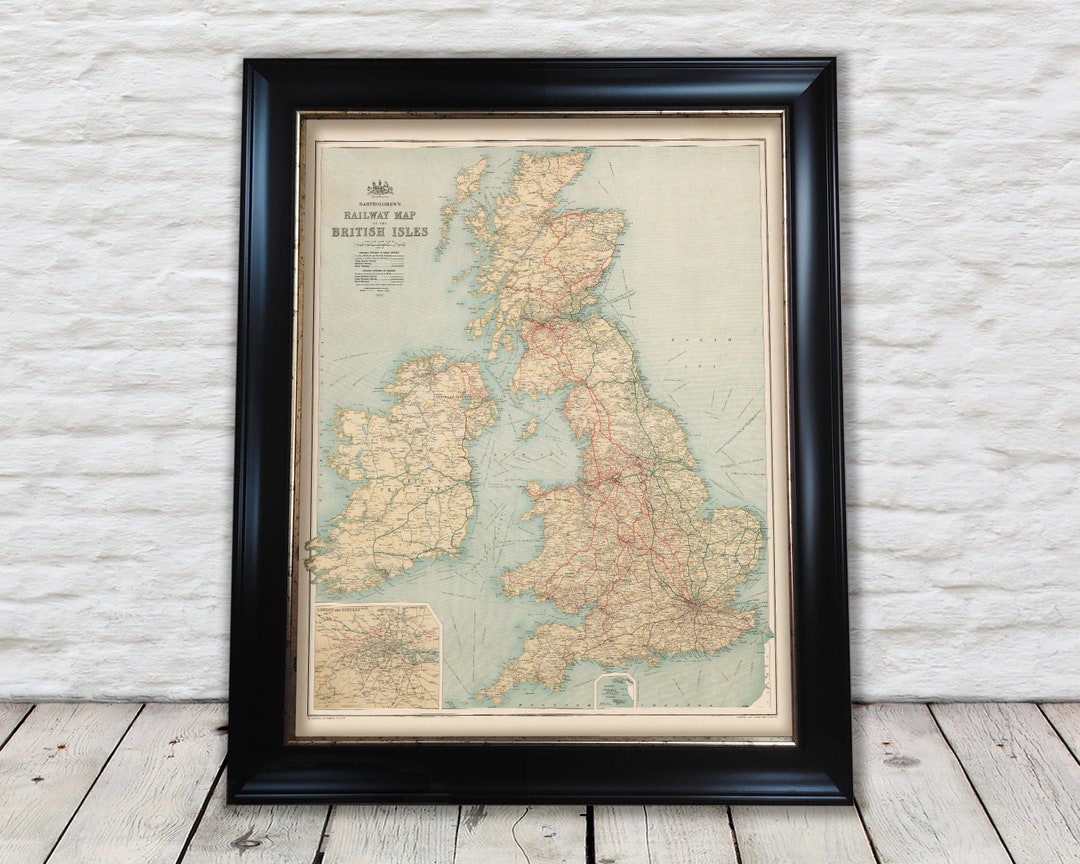 Rare Bartholomew's RAILWAY Map of the British Isles 1927 - Exceptional ...